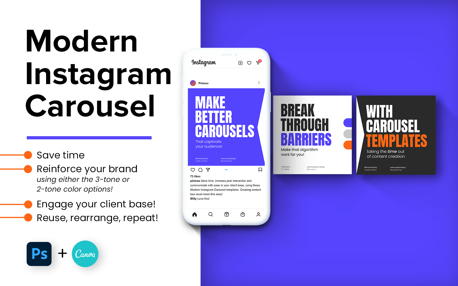 Social Media Post Carousel Photoshop & Canva – Excite Technology